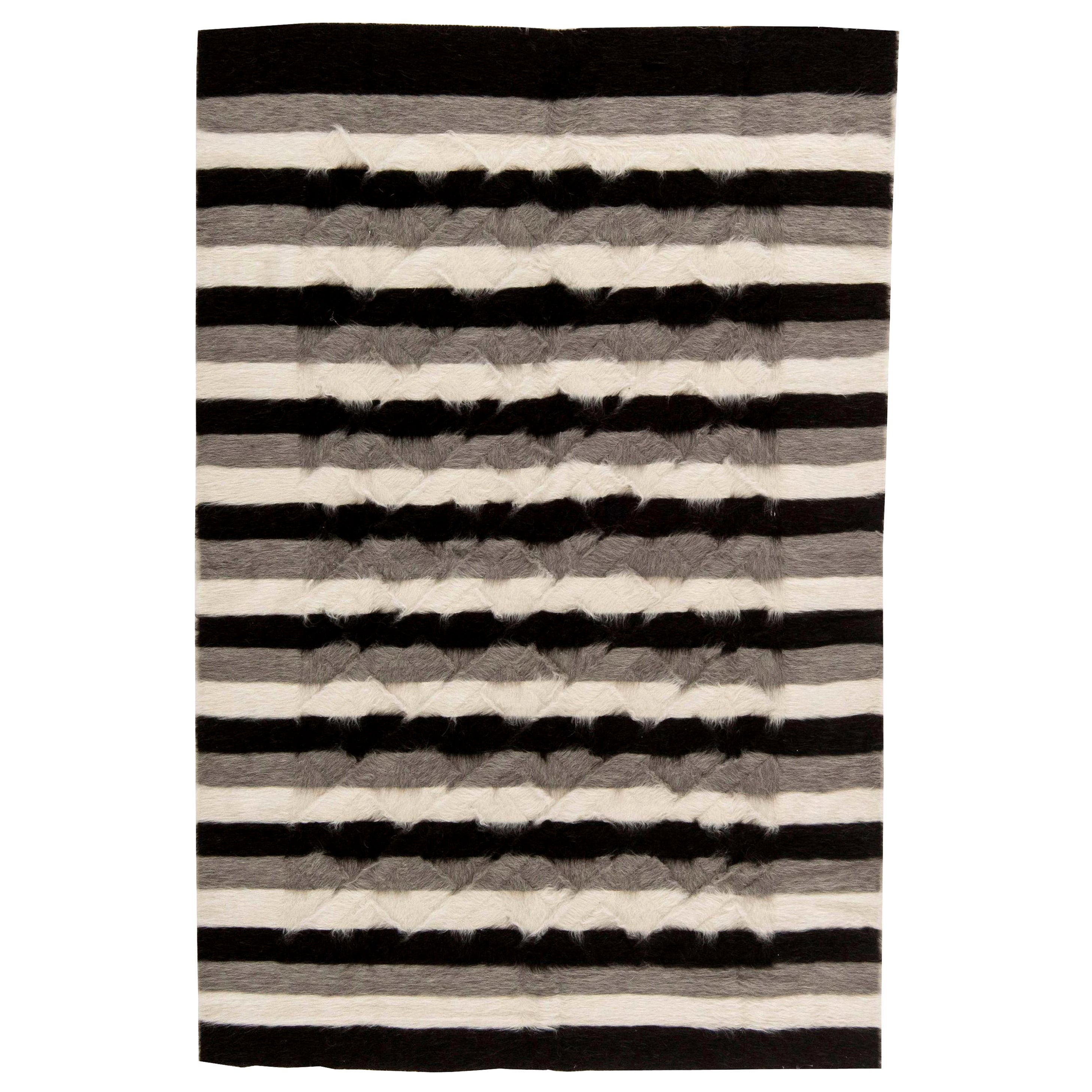Striped Black Goat Hair Kilim at 1stDibs