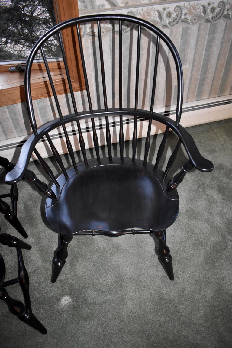 Tavern Table in Cherry, Black Base, 8 Matching Windsor Chairs ...