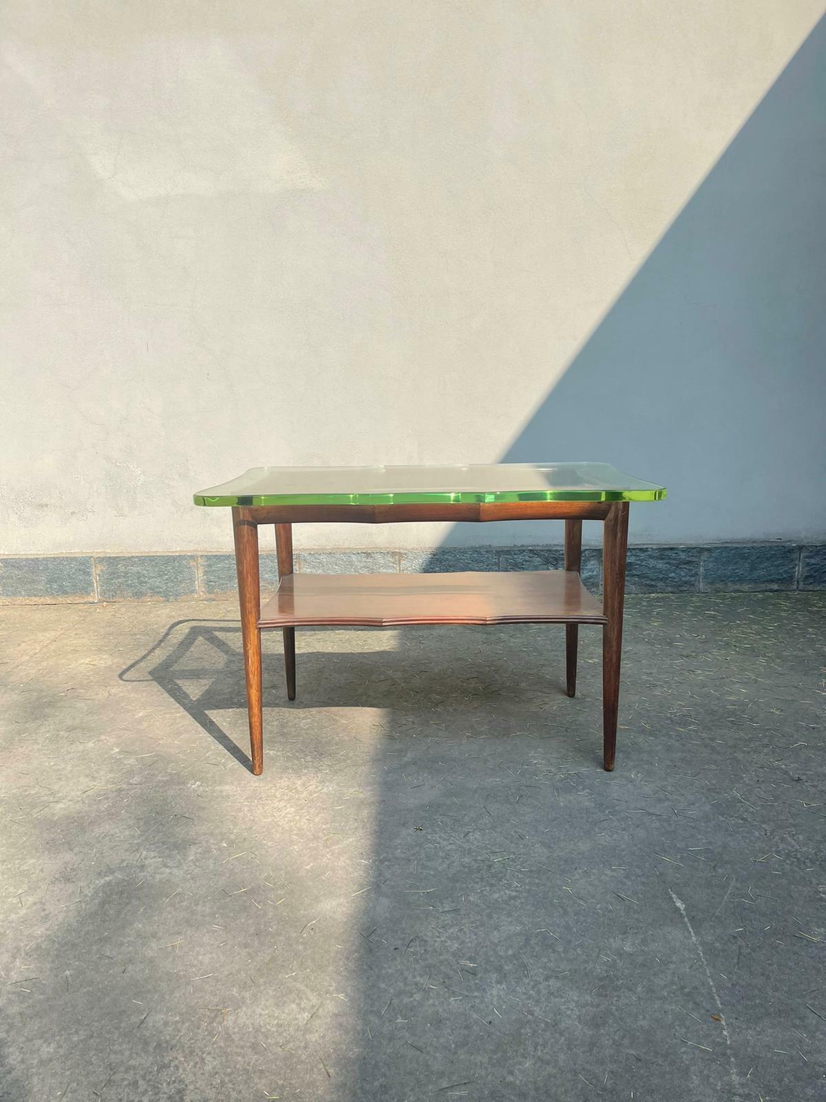 Tavolino Design 1950s Cristallo di Forte Spessore Legno Attrib. Fontana ...