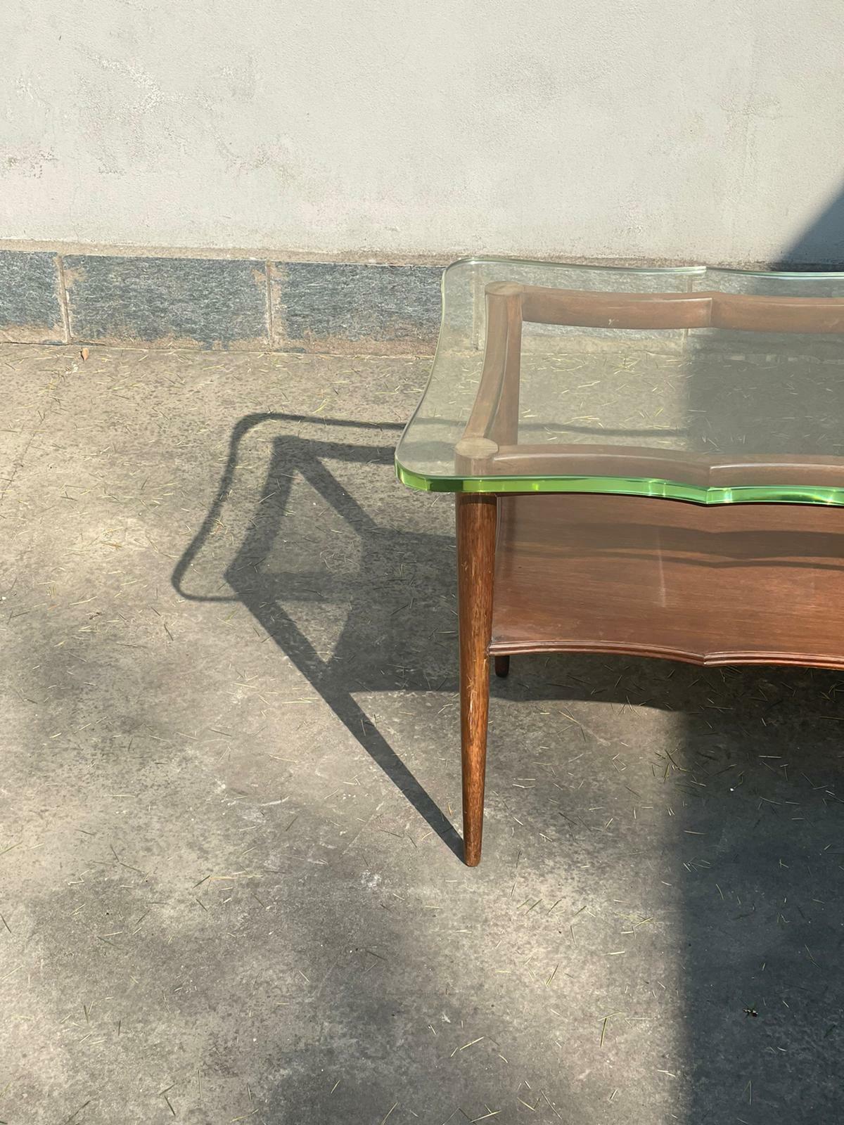 Tavolino Design 1950s Cristallo di Forte Spessore Legno Attrib. Fontana ...