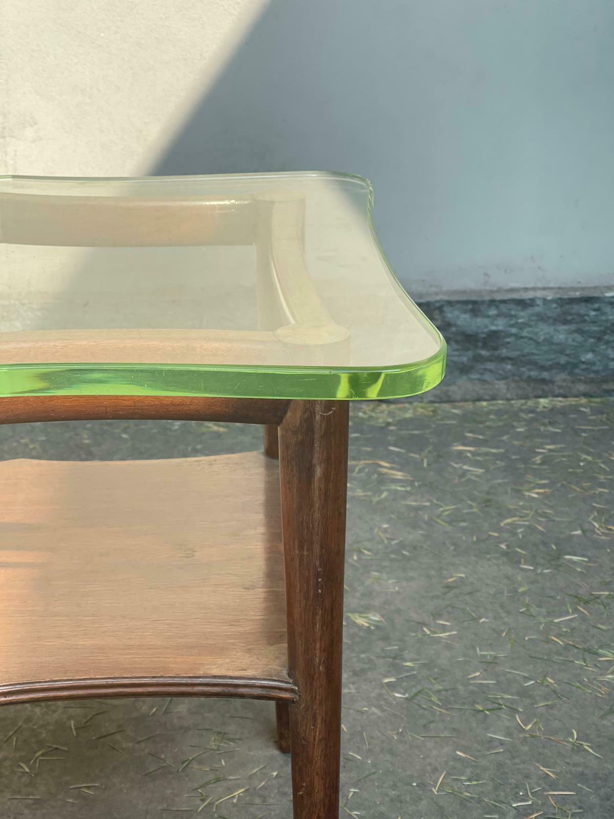 Tavolino Design 1950s Cristallo di Forte Spessore Legno Attrib. Fontana ...