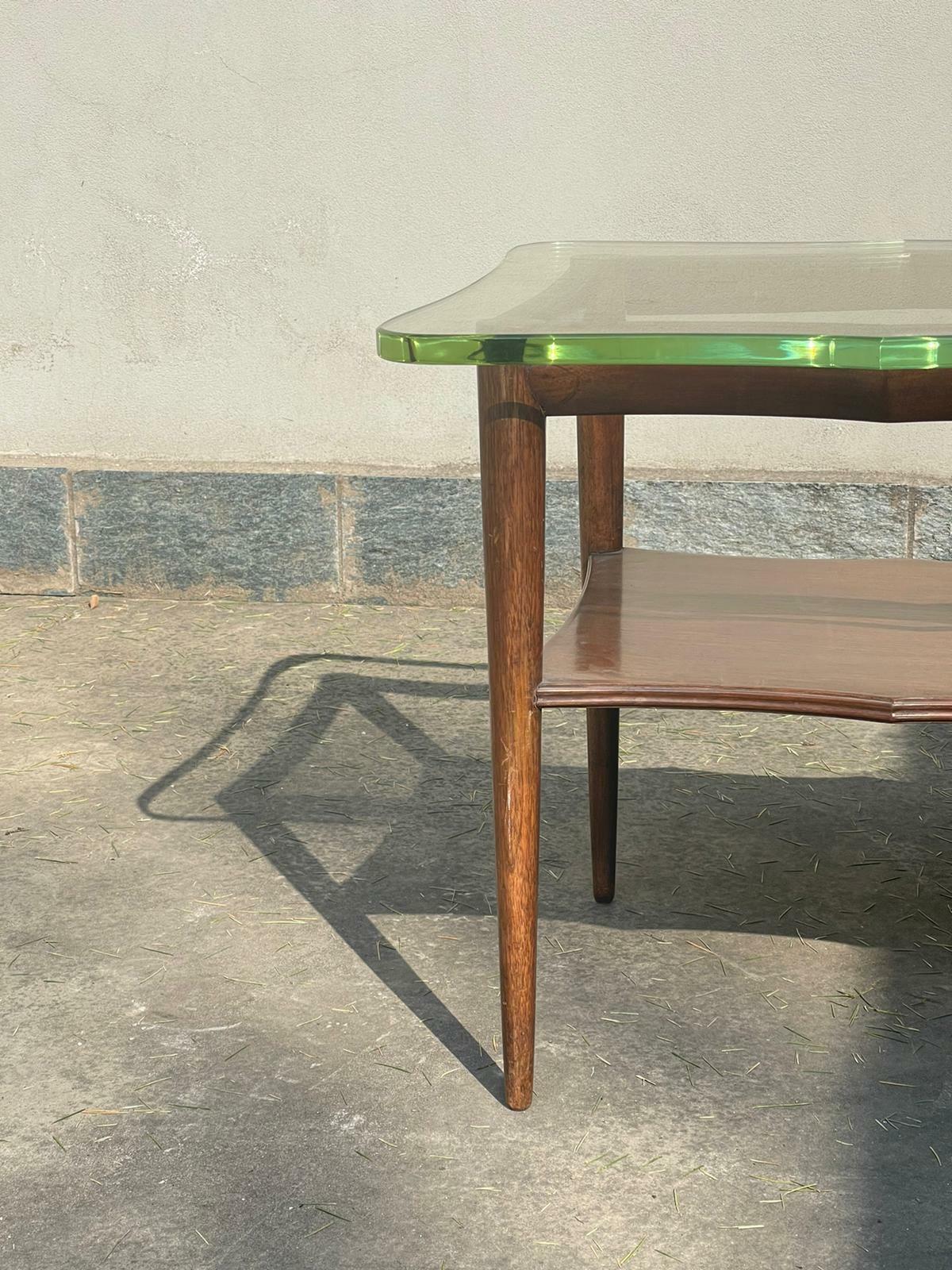 Tavolino Design 1950s Cristallo di Forte Spessore Legno Attrib. Fontana ...