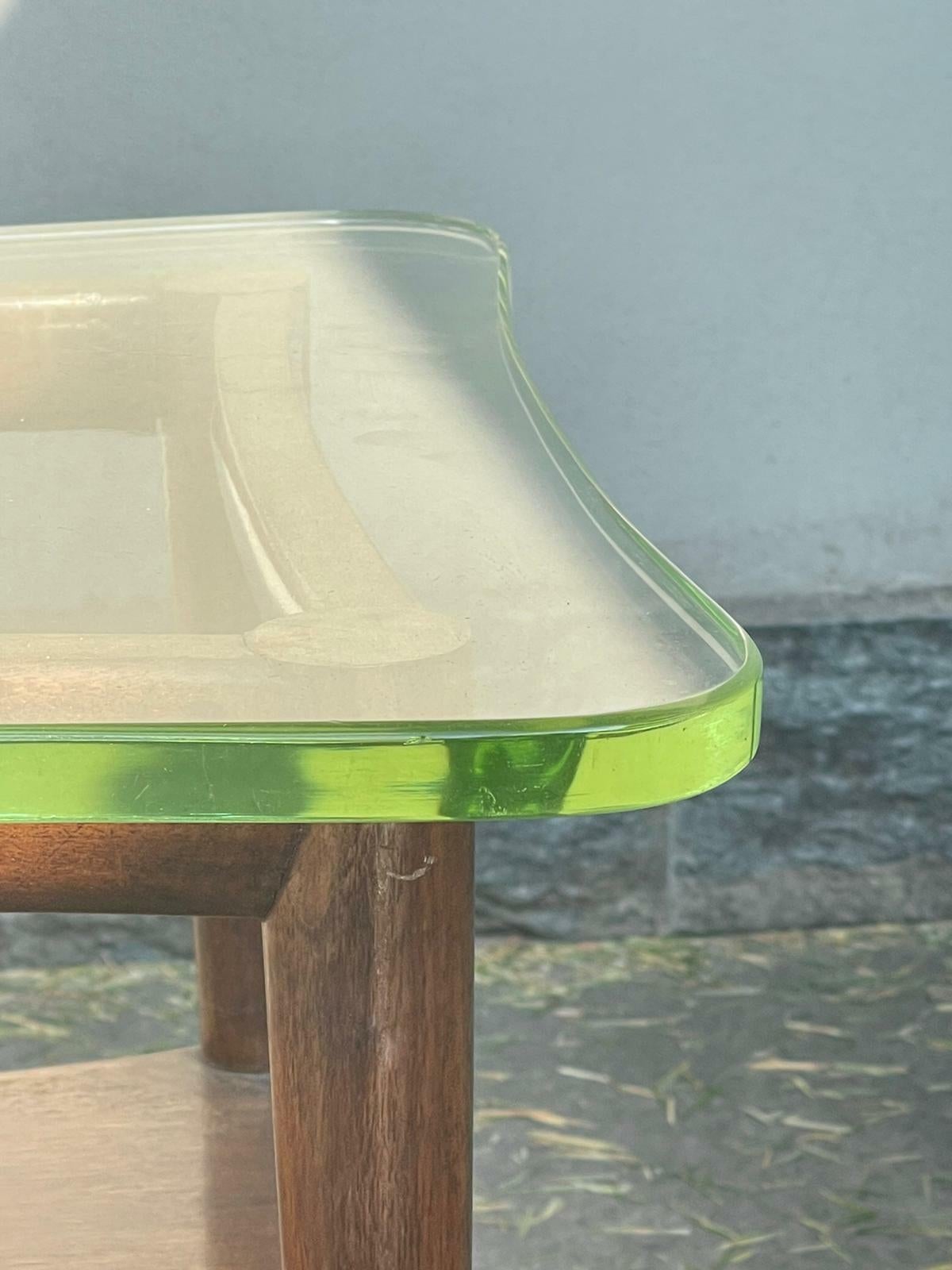 Tavolino Design 1950s Cristallo di Forte Spessore Legno Attrib. Fontana ...