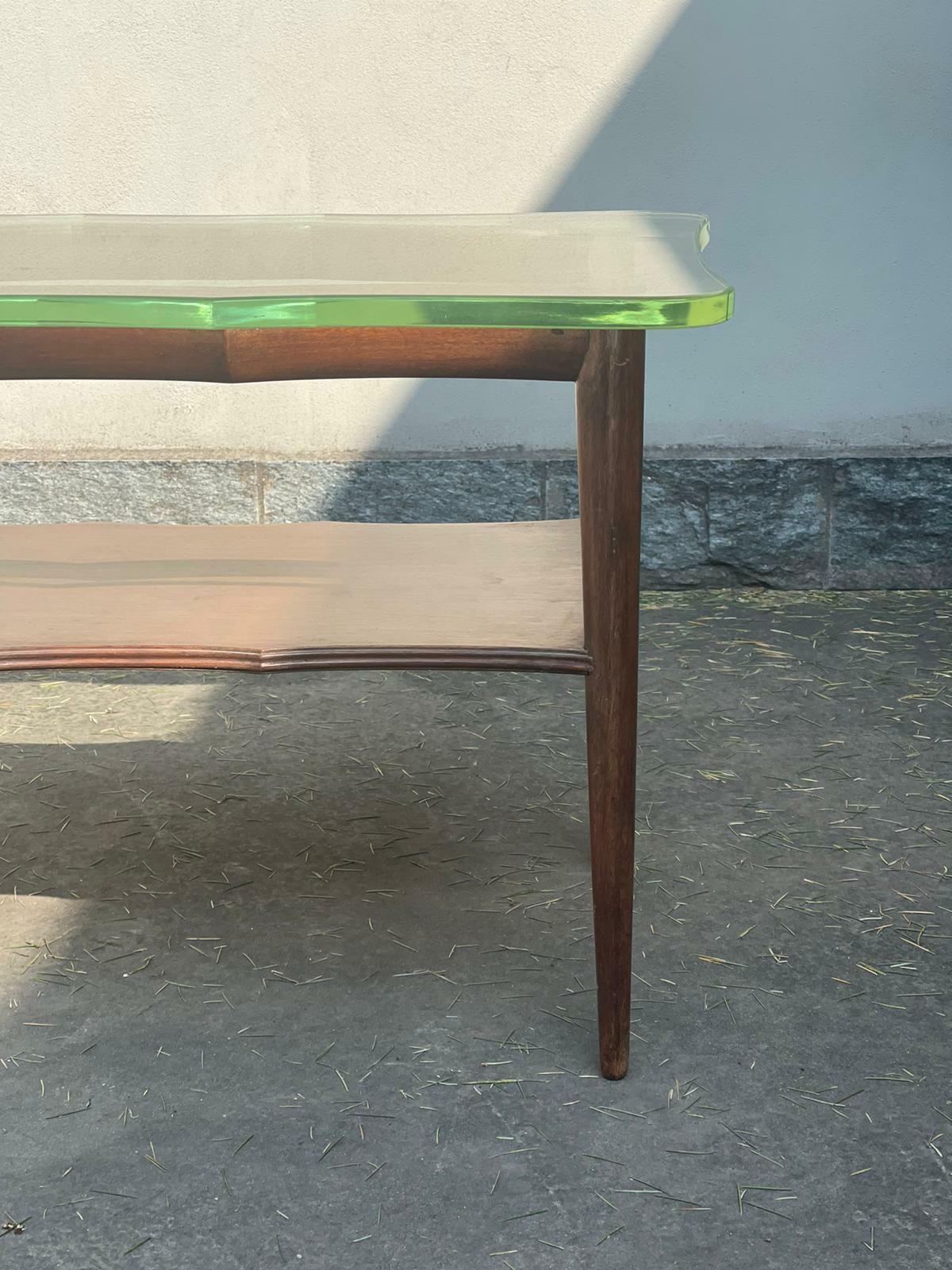 Tavolino Design 1950s Cristallo di Forte Spessore Legno Attrib. Fontana ...