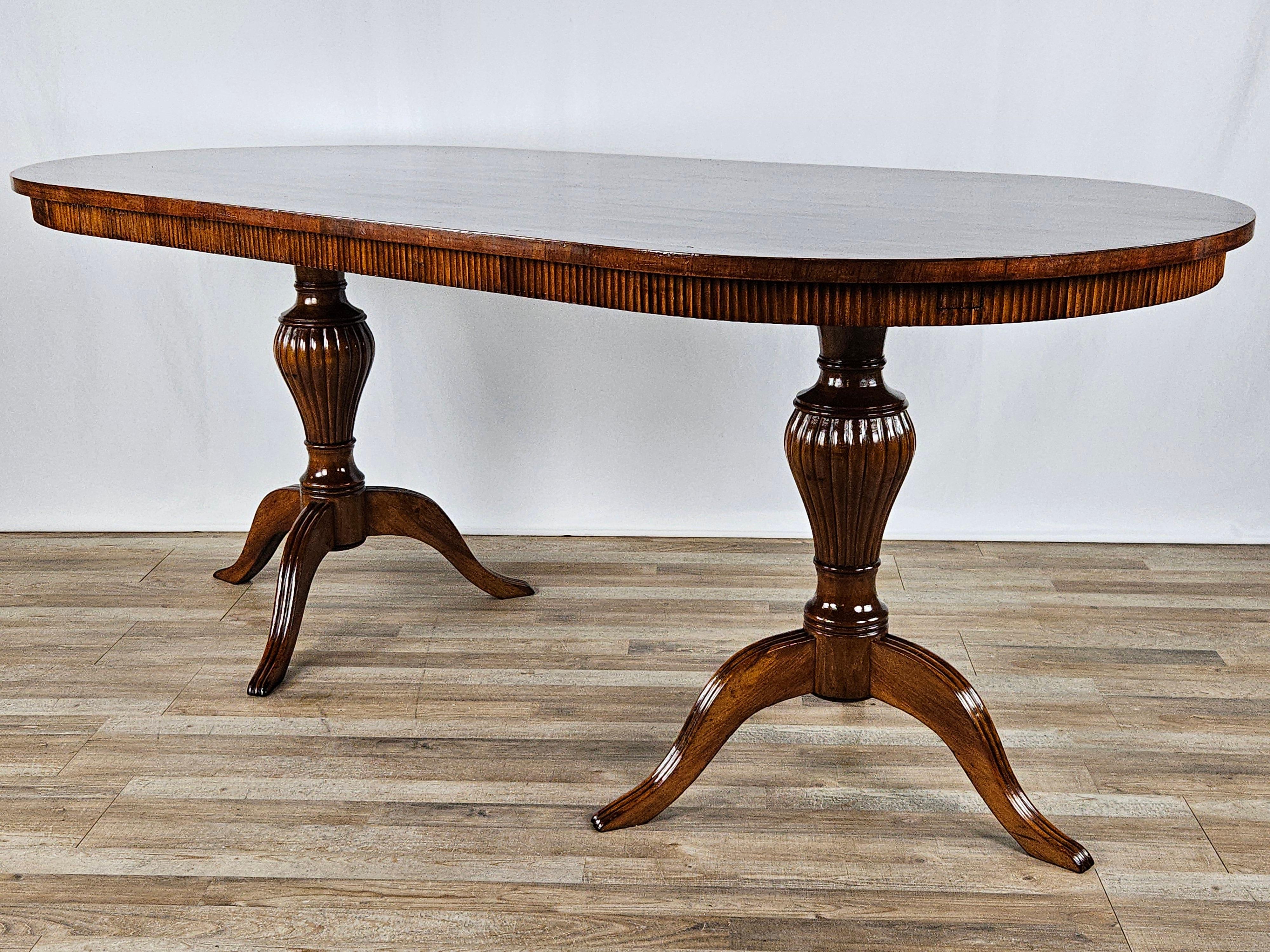 English style 1960s walnut oval extendable table For Sale at 1stDibs
