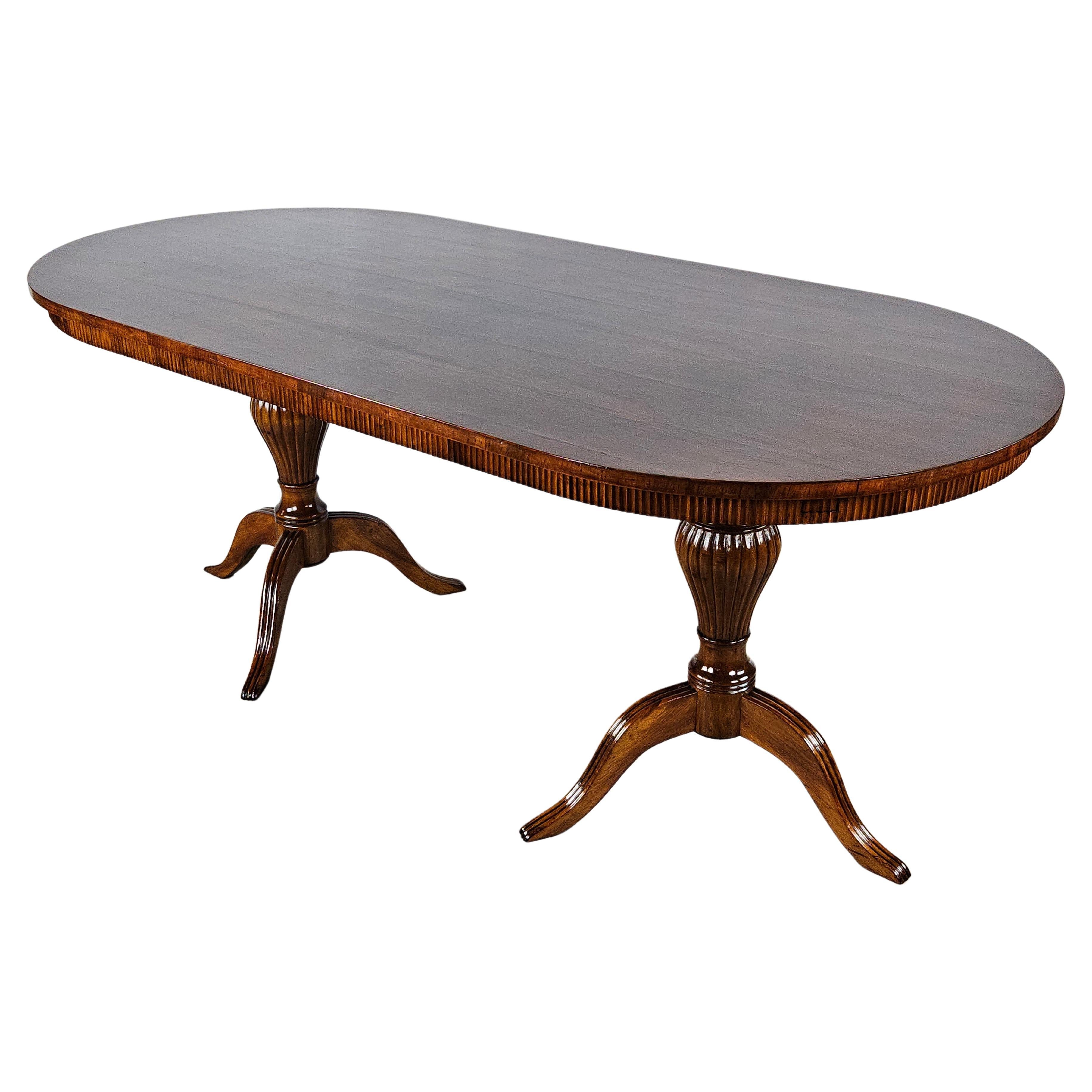 English style 1960s walnut oval extendable table For Sale at 1stDibs