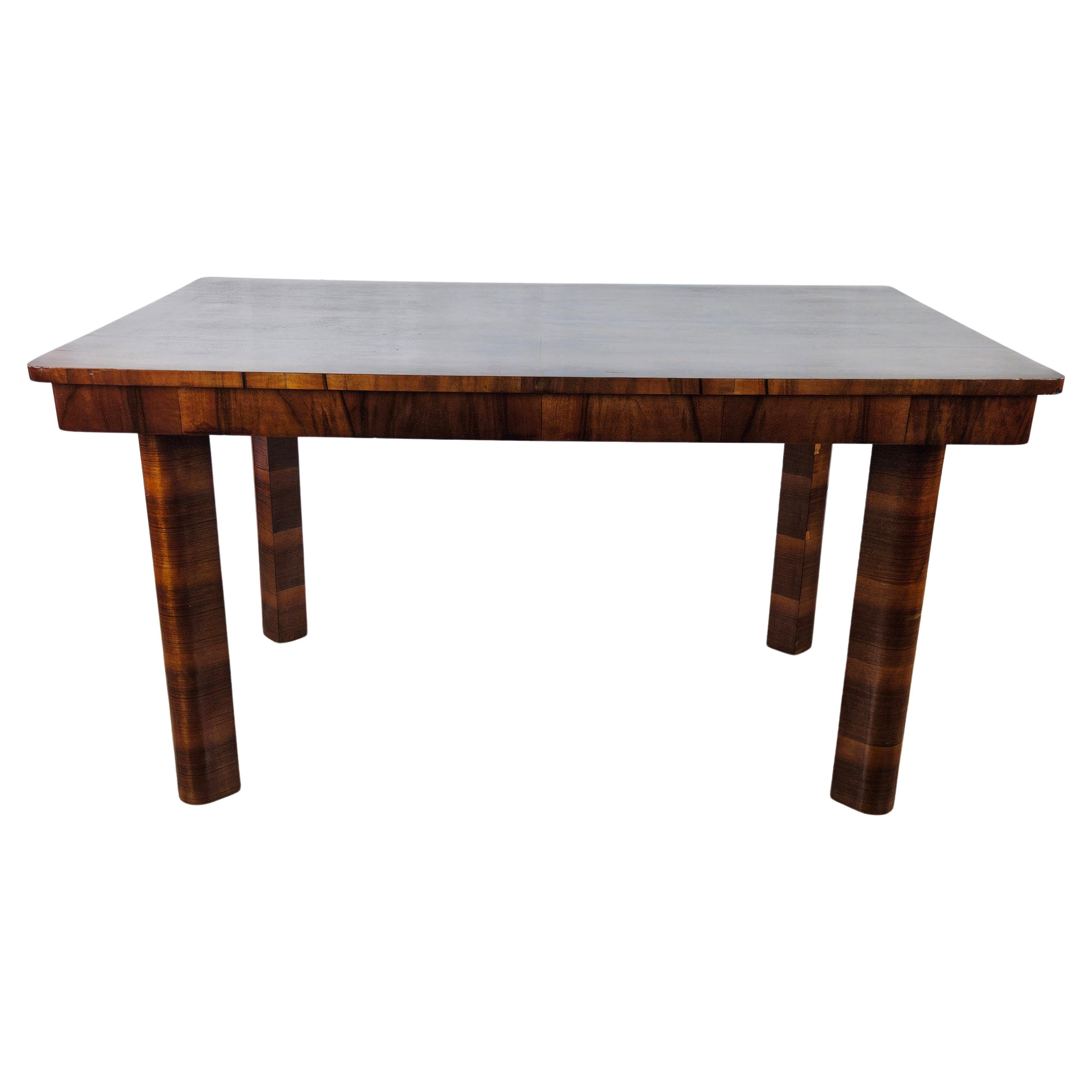 Art Deco rectangular walnut-root table with side extensions 1930s For ...