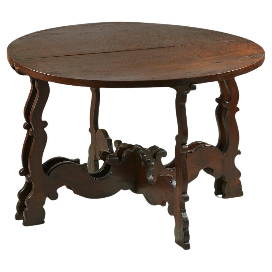 Round table formed by two walnut console tables , Northern Italy, 17th ...