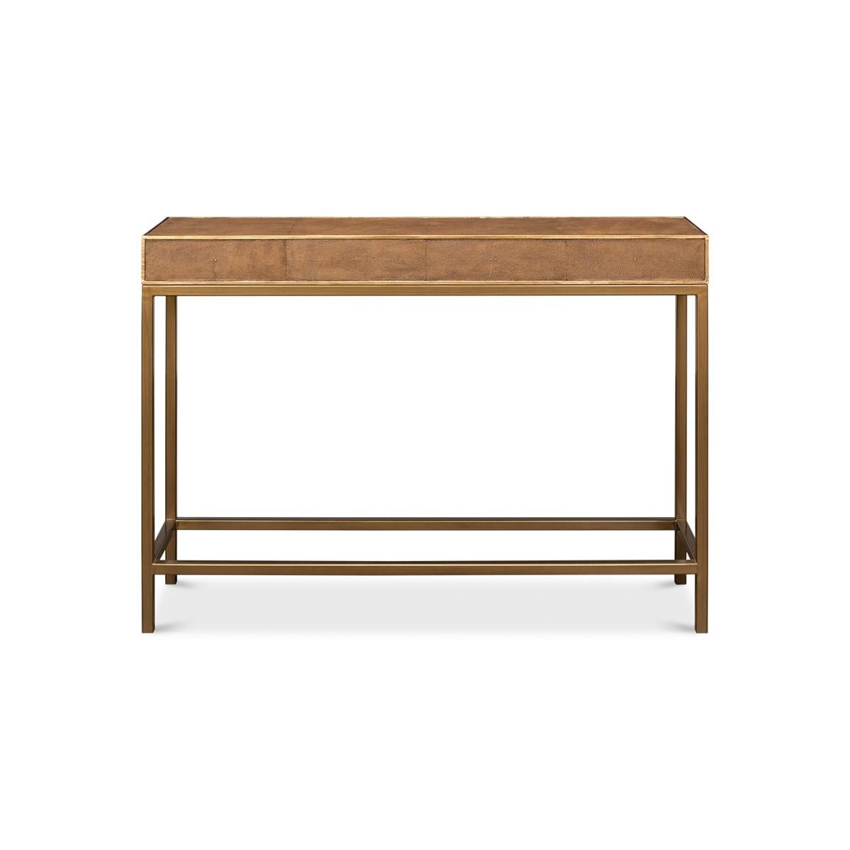 Tawny Leather Wrapped Console Table at 1stDibs