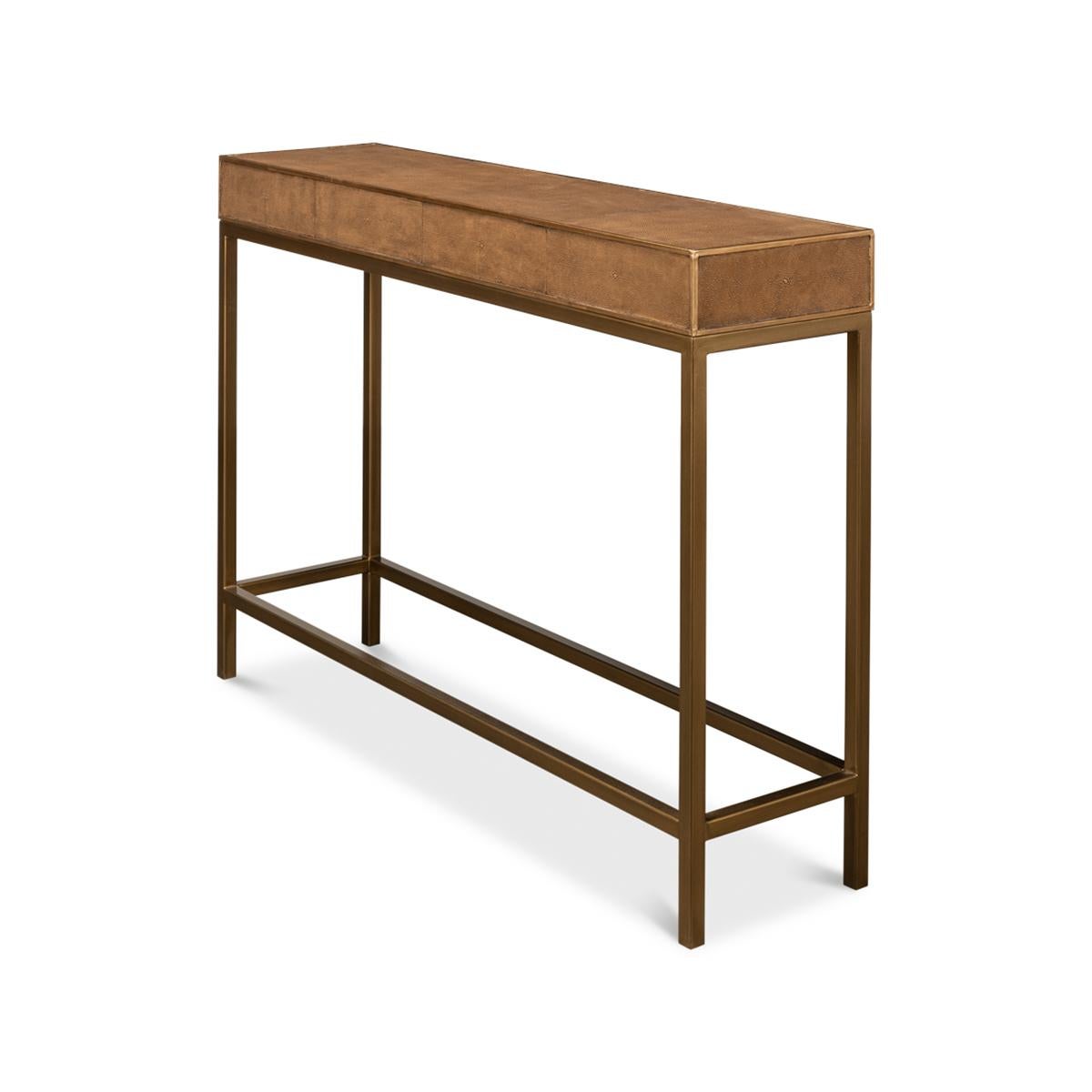 Tawny Leather Wrapped Console Table at 1stDibs