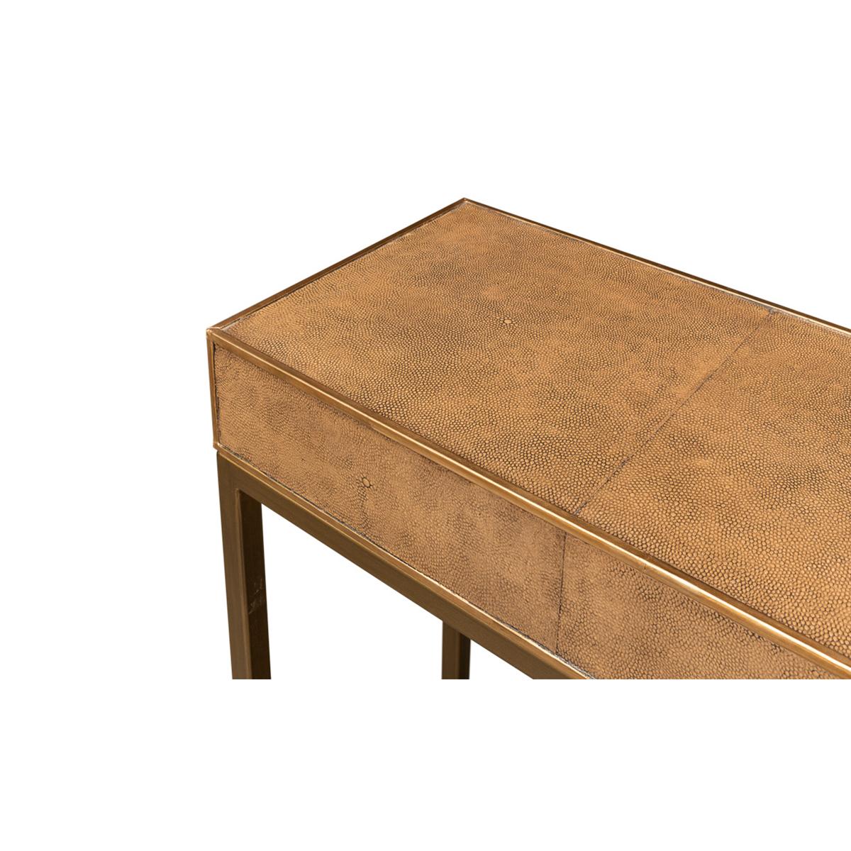 Tawny Leather Wrapped Console Table at 1stDibs