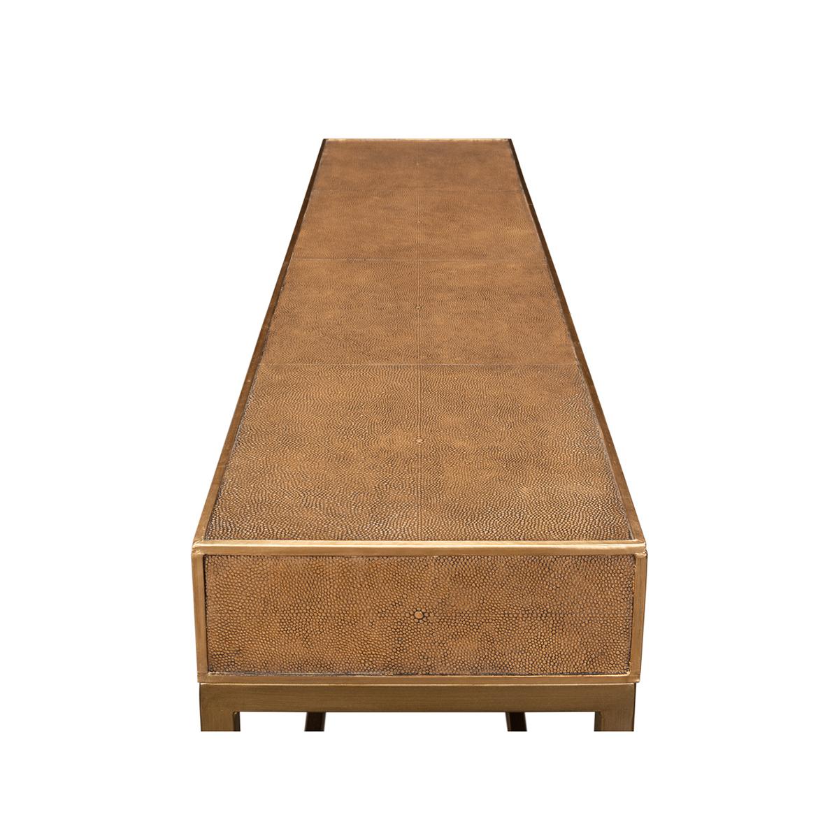 Tawny Leather Wrapped Console Table at 1stDibs