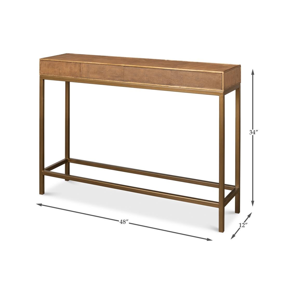 Tawny Leather Wrapped Console Table at 1stDibs