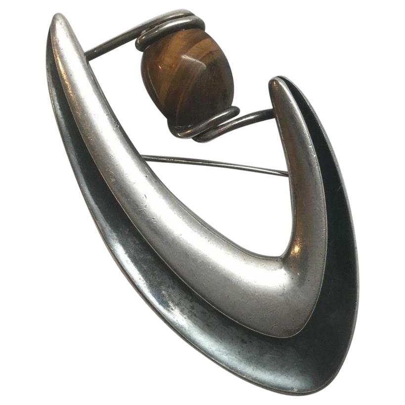 Taxco Sigi Pineda Sterling Silver Tigers Eye Boomerang Pin Brooch 84 at ...