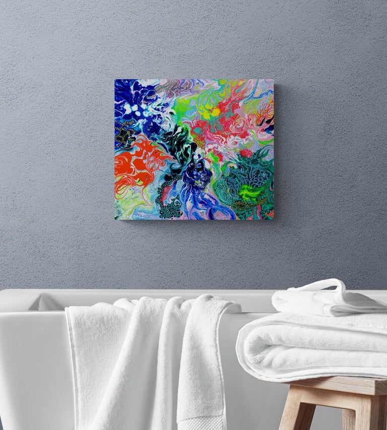 Tay Dall - Colourful Detailed Poured Enamel Abstract Painting "Unique ...
