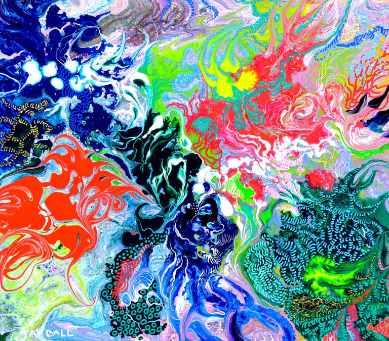 Tay Dall - Colourful Detailed Poured Enamel Abstract Painting "Unique ...