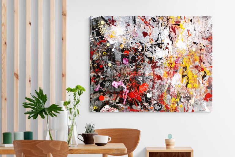 Tay Dall - Large Splattered Abstract Painting "Slick Floor Series 1 ...