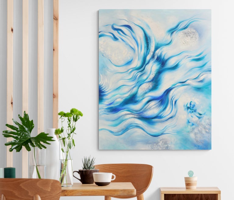 Tay Dall - Light Blue Abstract Oil Painting "New Recovering the ...