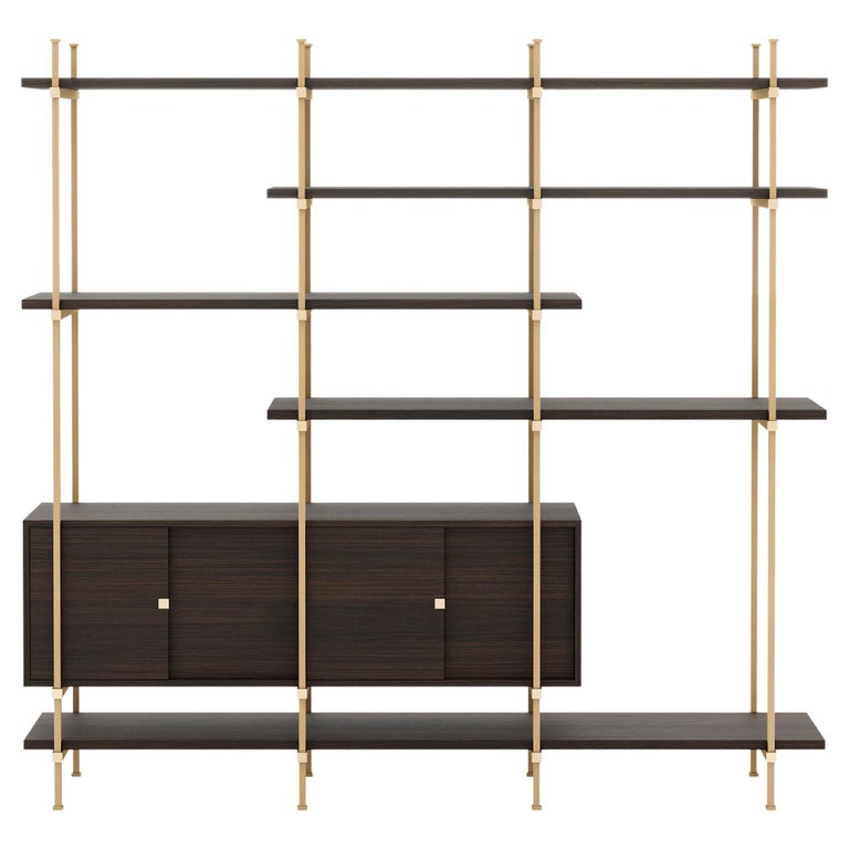 Retro design bookcase with steel and wood shelves (made to order) For ...