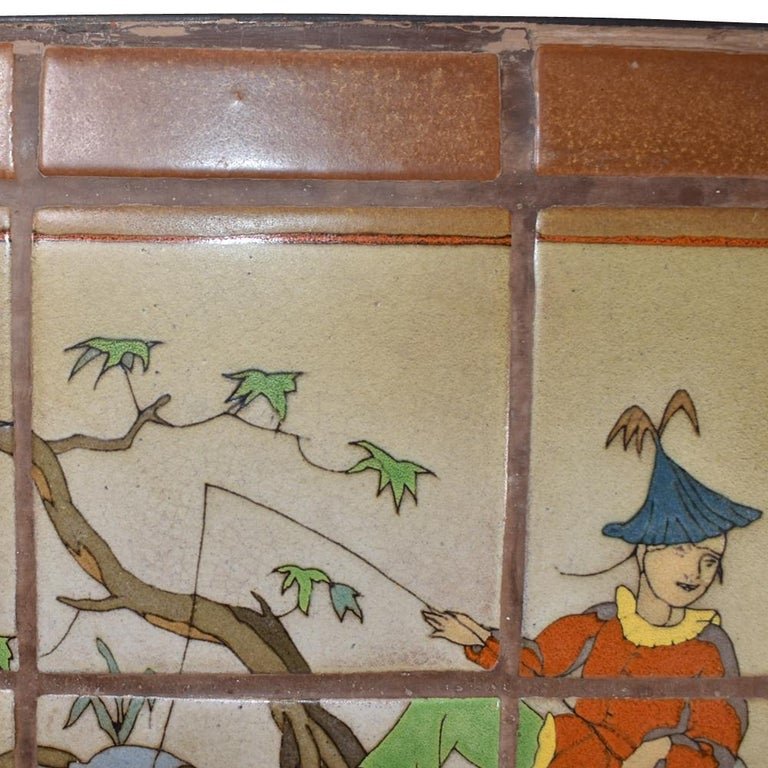 Taylor Tilery California Pottery 1930s Asian Boy Fishing Scenic Tile ...