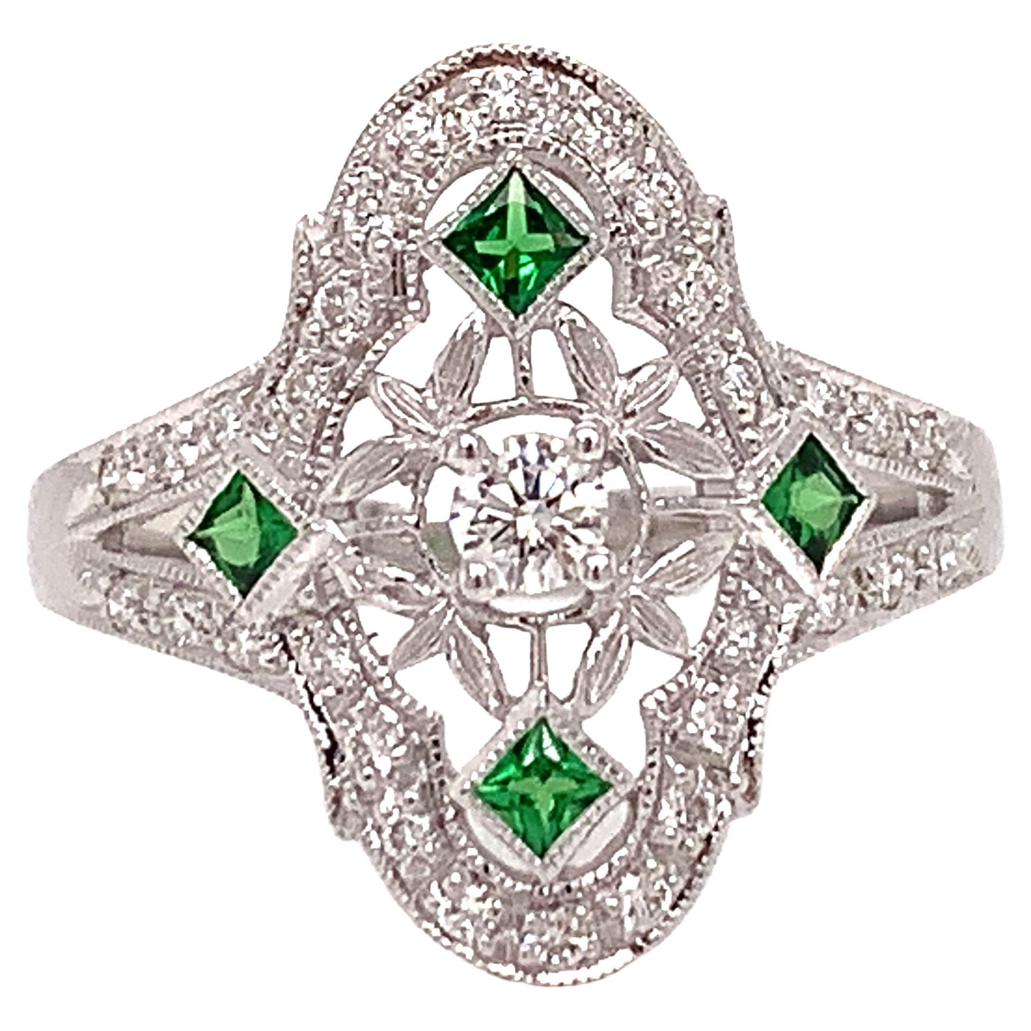 TB Exclusive Emerald and Diamond Art Deco Style Ring For Sale at 1stDibs