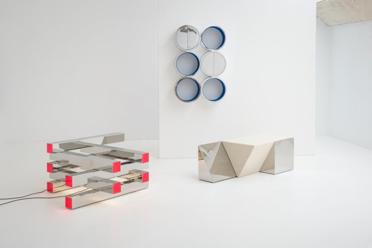 Tbilisi Modular Floor Light 5 Beams in Mirror-Polished Stainless Steel ...