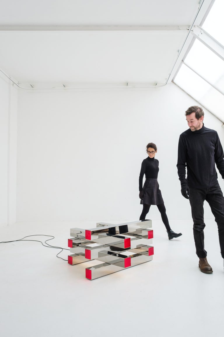 Tbilisi Modular Floor Light 5 Beams in Mirror-Polished Stainless Steel ...