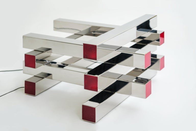 Tbilisi Modular Floor Light 7 Beams in Mirror-Polished Stainless Steel ...