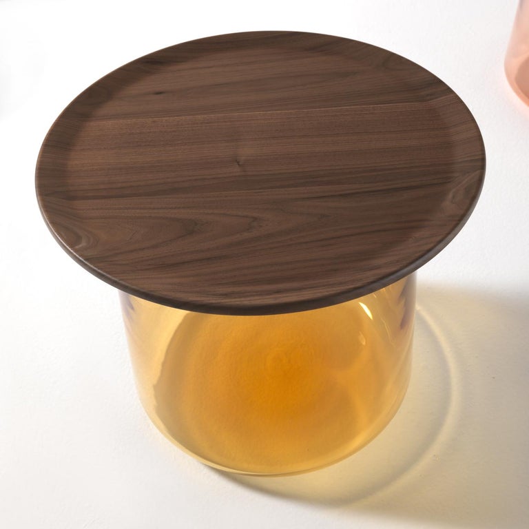 Tea Amber/Walnut Side Table For Sale at 1stDibs