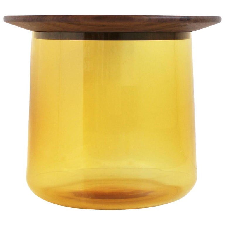 Tea Amber/Walnut Side Table For Sale at 1stDibs