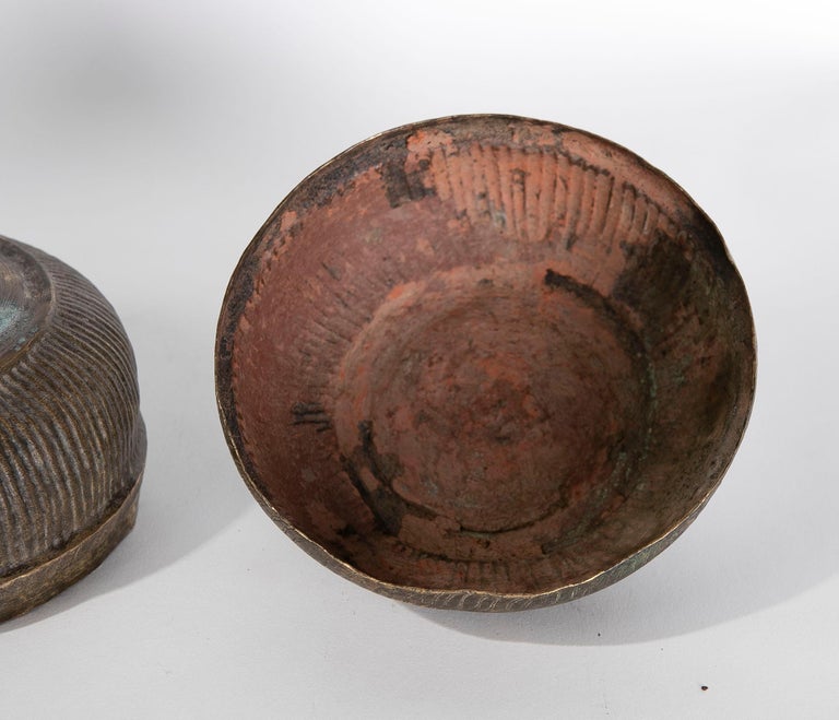 Tea Box with Bronze Lid and Fluted Decoration For Sale at 1stDibs