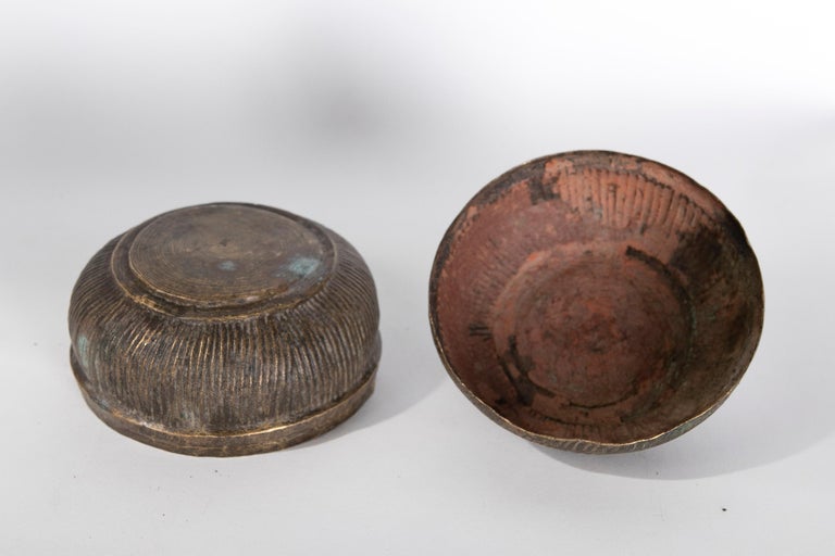 Tea Box with Bronze Lid and Fluted Decoration For Sale at 1stDibs