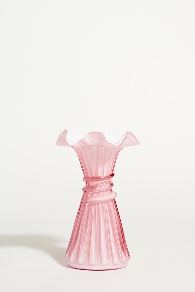 Tea Rose Pink and White Vase at 1stDibs