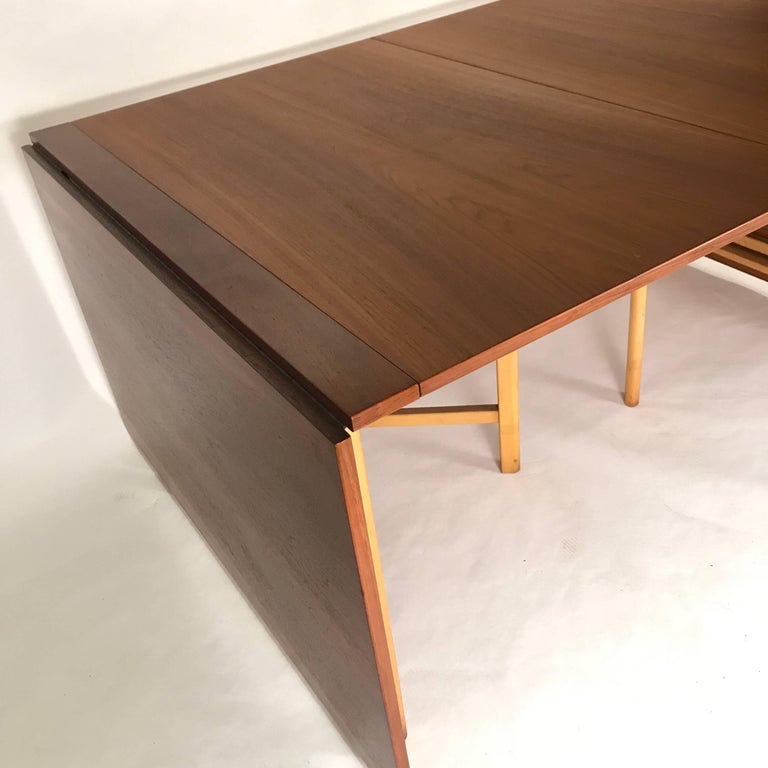 Teak and Beech “Maria Flap” Drop Leaf Folding Dining Table by Bruno ...