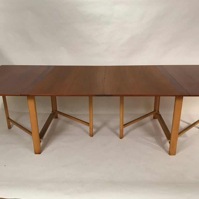 Teak and Beech “Maria Flap” Drop Leaf Folding Dining Table by Bruno ...