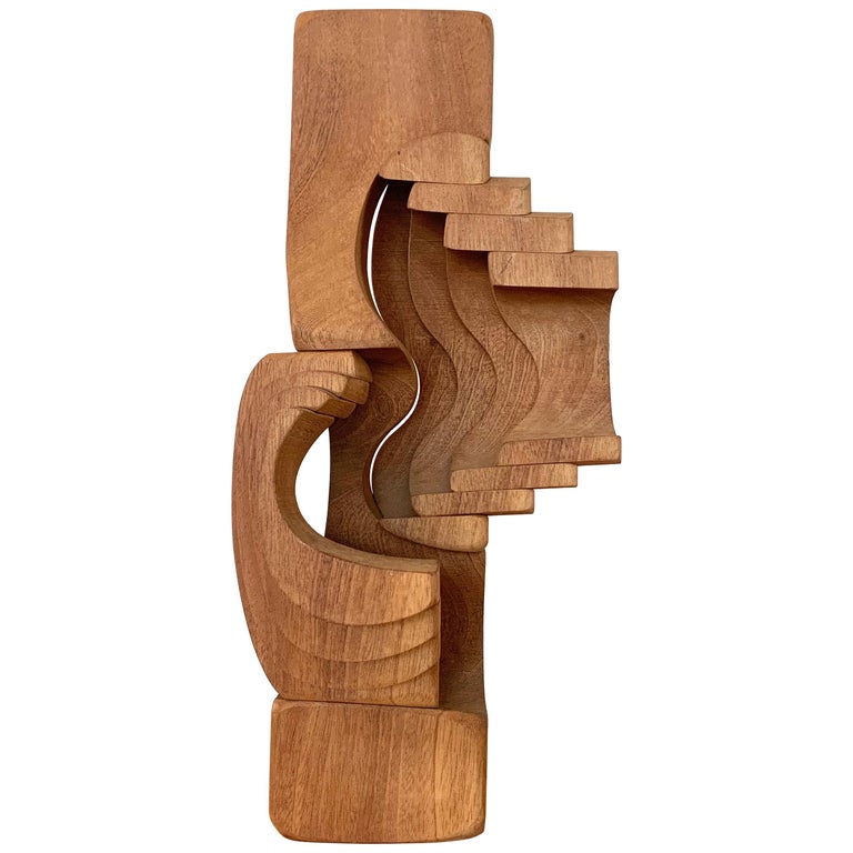 Teak Abstract Modernist Sculpture by Brian Willsher at 1stDibs