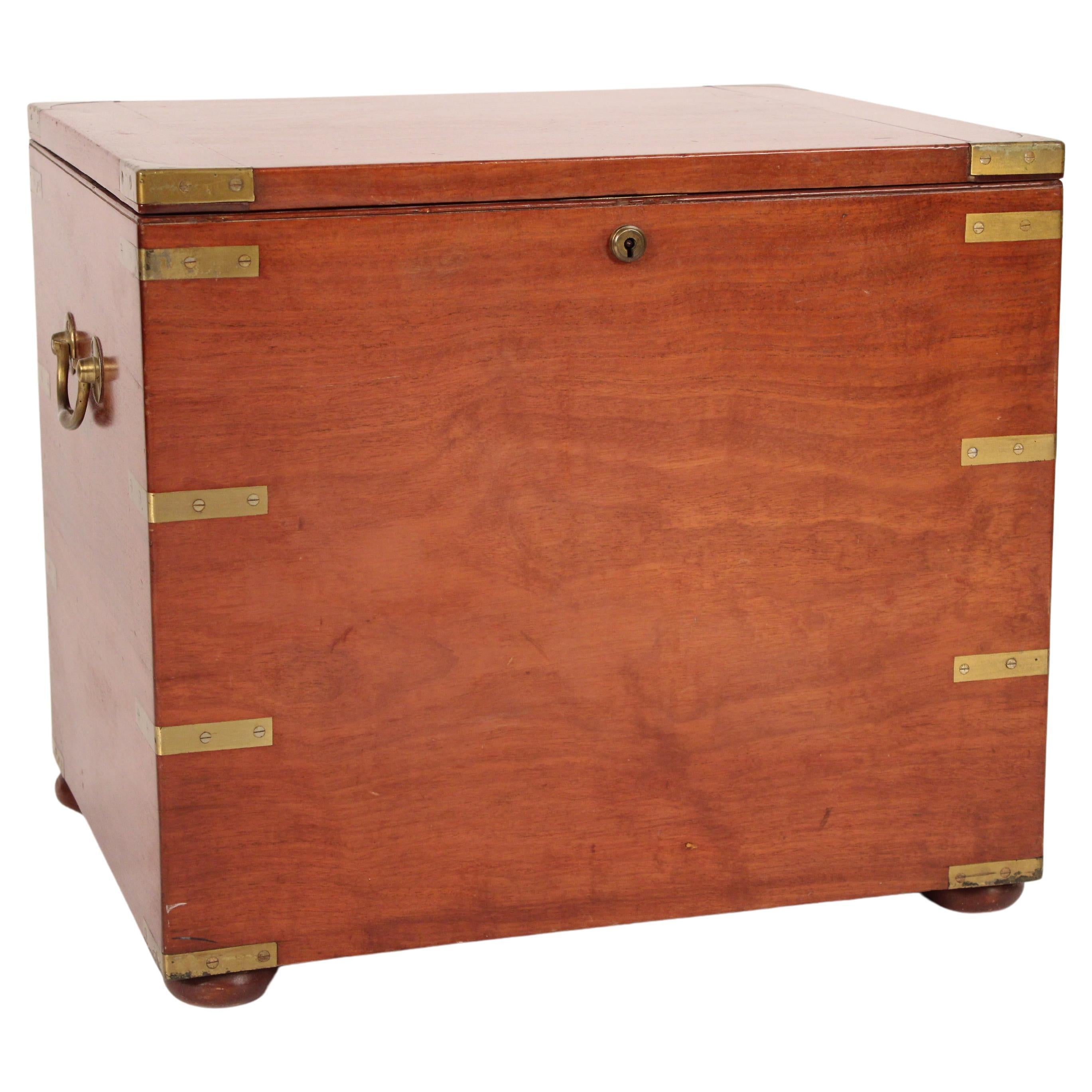 Teak and Brass Campaign Trunk For Sale at 1stDibs