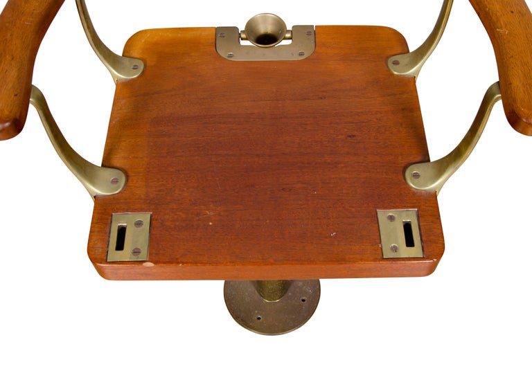 Teak and Brass Fighting Chair at 1stDibs | teak fighting chair ...