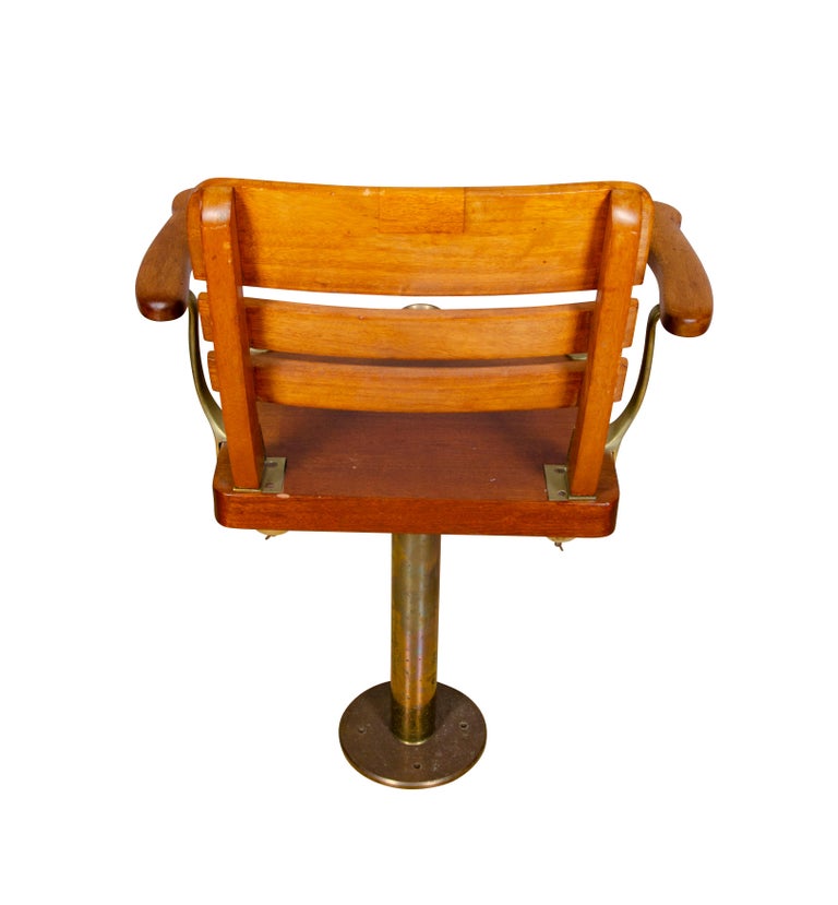 Teak and Brass Fighting Chair at 1stDibs | teak fighting chair ...