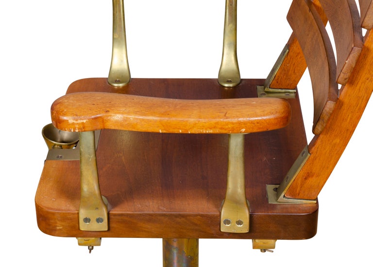 Teak and Brass Fighting Chair at 1stDibs | teak fighting chair ...