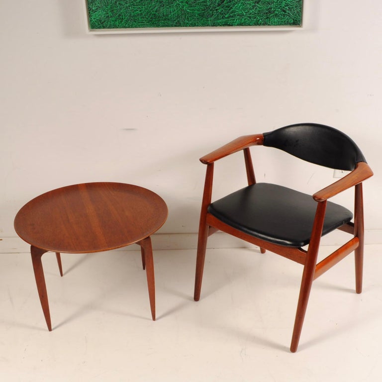 Teak and Leather Armchair by Erik Kirkegaard for Hong Stolefabrik at ...
