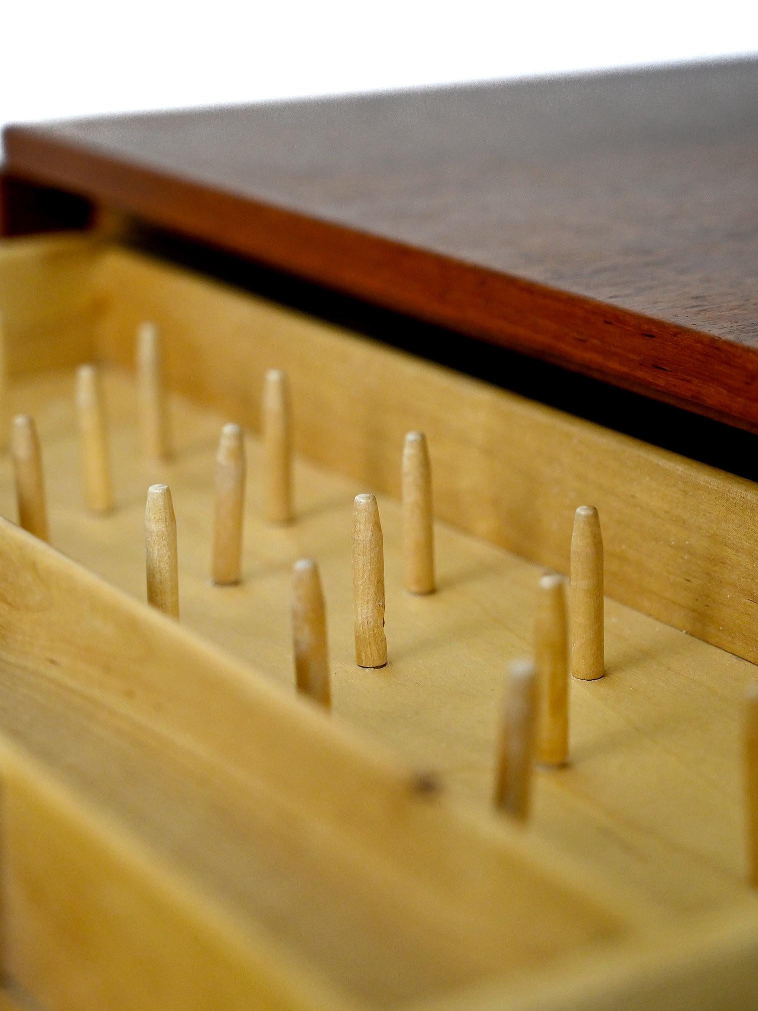 Teak and Rattan Wool Holder For Sale at 1stDibs