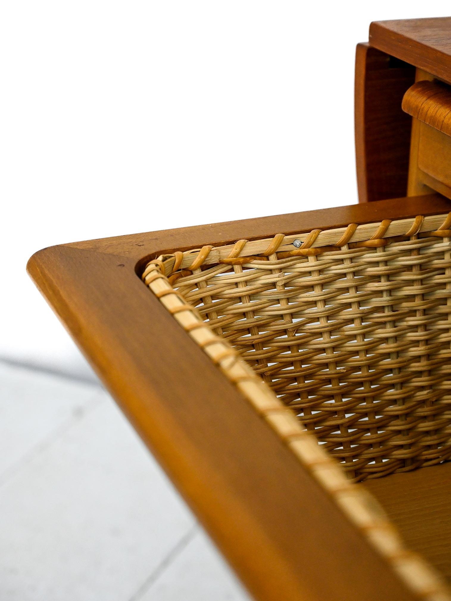 Teak and Rattan Wool Holder For Sale at 1stDibs