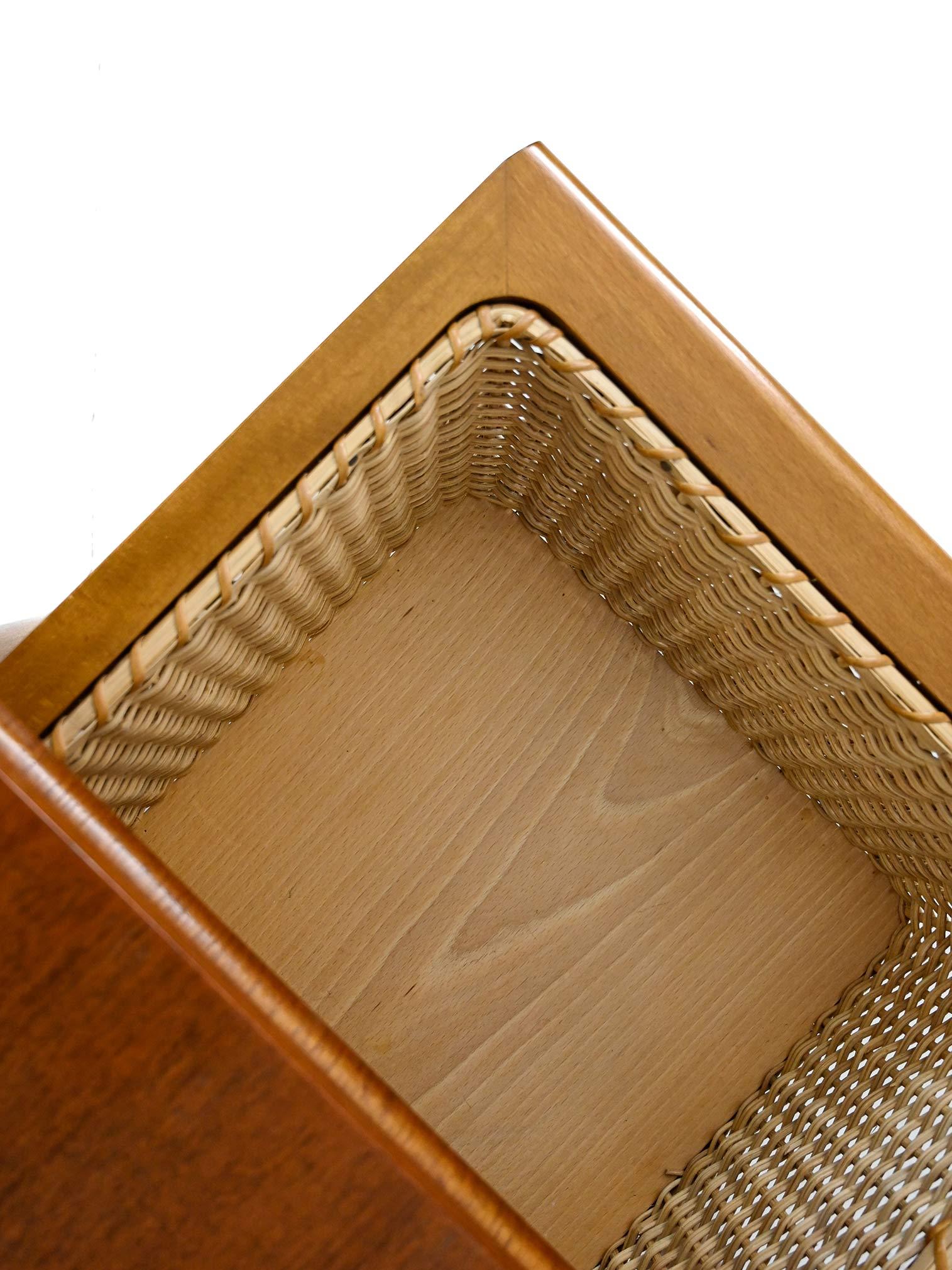 Teak and Rattan Wool Holder For Sale at 1stDibs