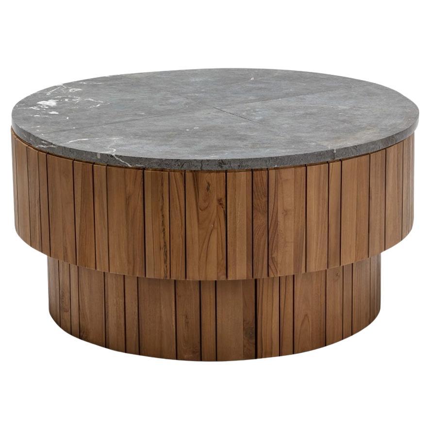 Large Teak and Stone Center Table by Thai Natura For Sale at 1stDibs