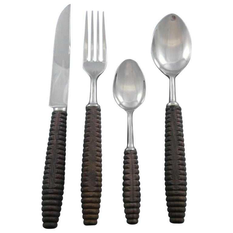 Teak by Samurai Japan Stainless Steel Flatware Set Service 24 pieces ...