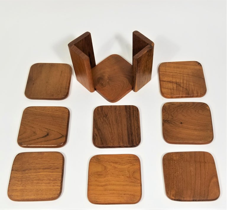 Teak Coasters with Holder Mid Century, 1960s at 1stDibs | mid century ...