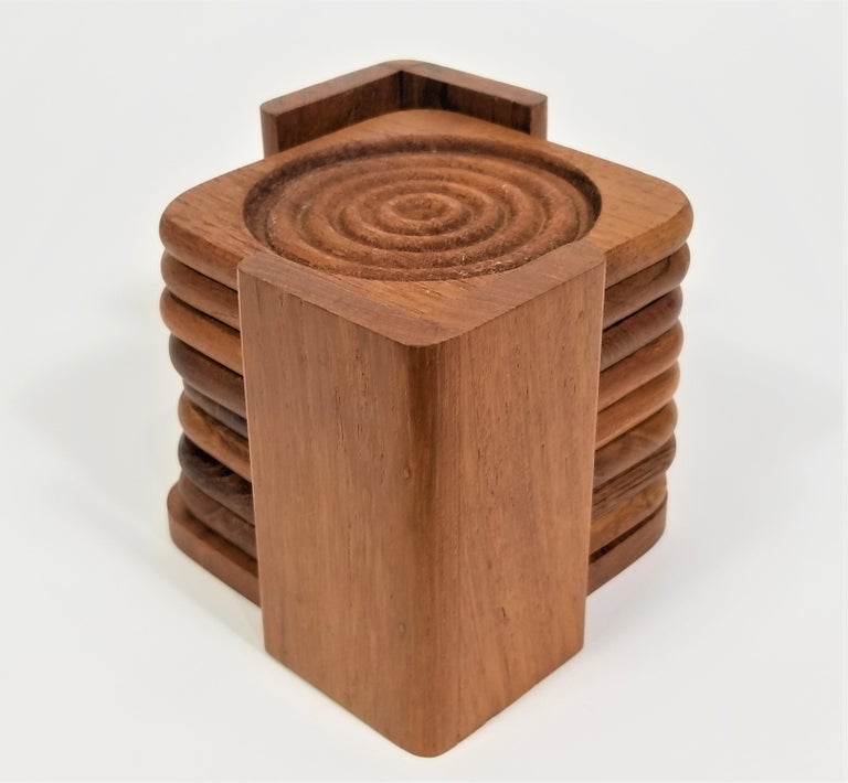 Teak Coasters with Holder Mid Century, 1960s at 1stDibs | mid century ...