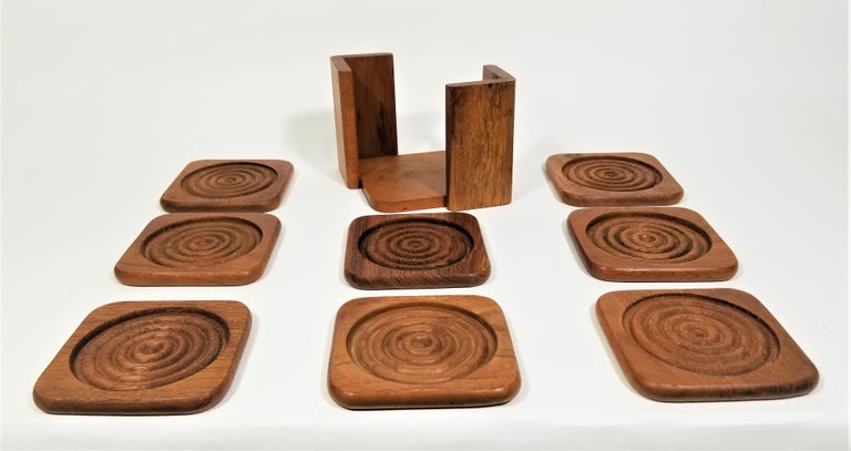 Teak Coasters with Holder Mid Century, 1960s at 1stDibs | mid century ...