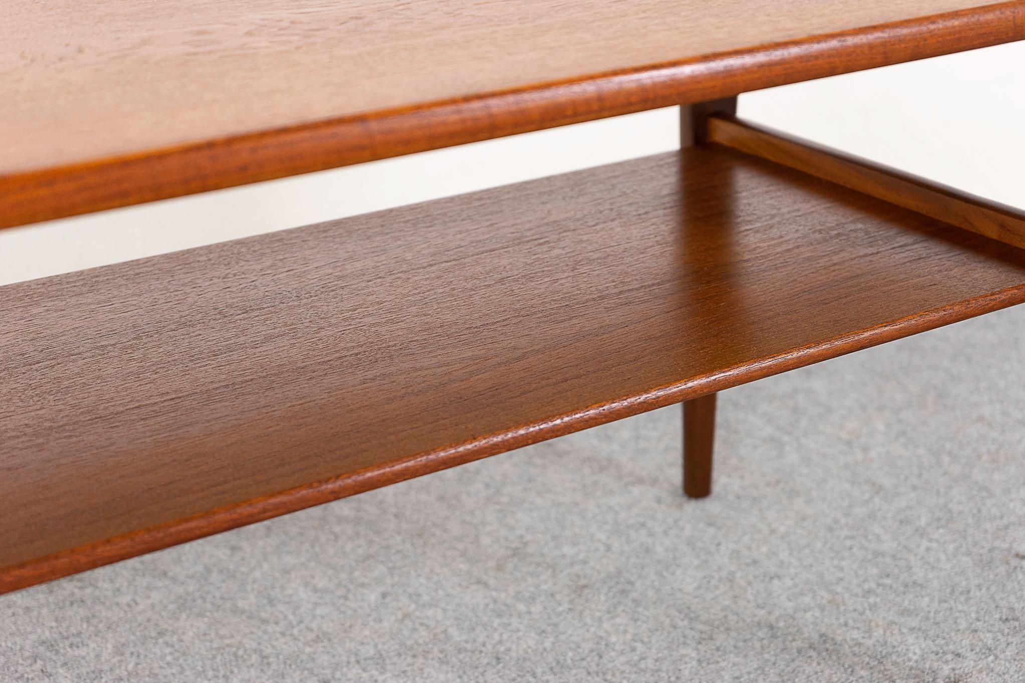 Teak Danish Mid-Century Modern Coffee Table with Shelf For Sale at 1stDibs